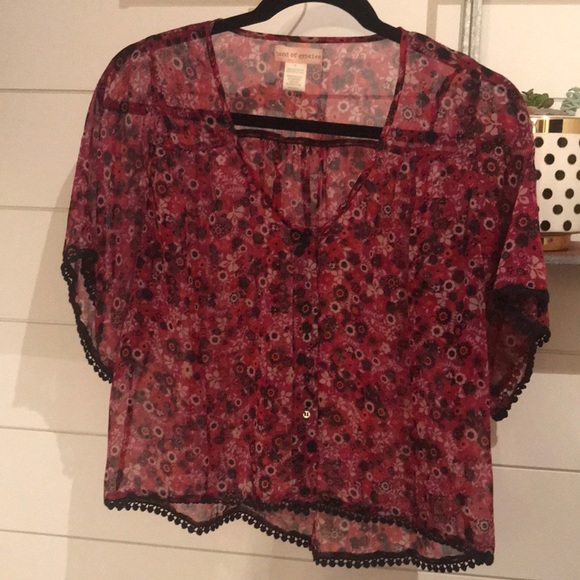 Band of Gypsies | Tops | Boho Lace Trimmed Sheer Top Xs | Poshmark